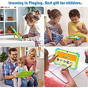 kimlok Kids Tablet Tablet for Kids，Android 11, 7 Inch 2GB+32GB, WiFi, Parental Control APP，Dual Camera, Bluetooth, Friendly Learning Tablets for Kids with Case Included for Boy and Girl Green