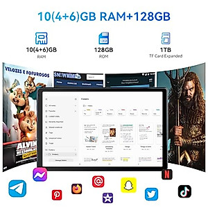 HiGrace Tablet 10 inch, Android 14 Go Octa core Tablet with 10GB+128GB/1 TB Expansion, WiFi 6G, 5MP+8MP Camera, 5000mAh, Split-Screen, Widevine L1, 10 inch Tablet PC - Black