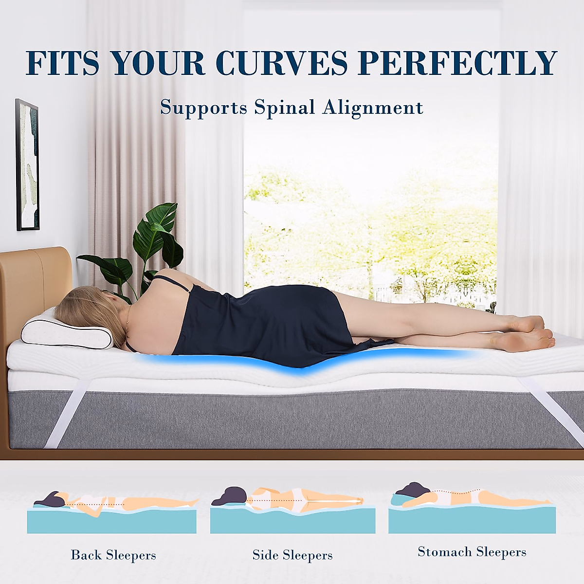 3 Inch California King Memory Foam Mattress Topper, Cooling Gel Bed Topper with Removable Cover, Soft & Pain Relief & Breathable, CertiPUR-US & Oeko-Tex Certified