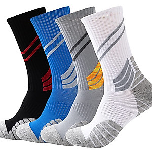 DRASEX Men's Athletic Crew Socks Performance Basketball Sock Cushioned Thick Sports Running Outdoor Socks