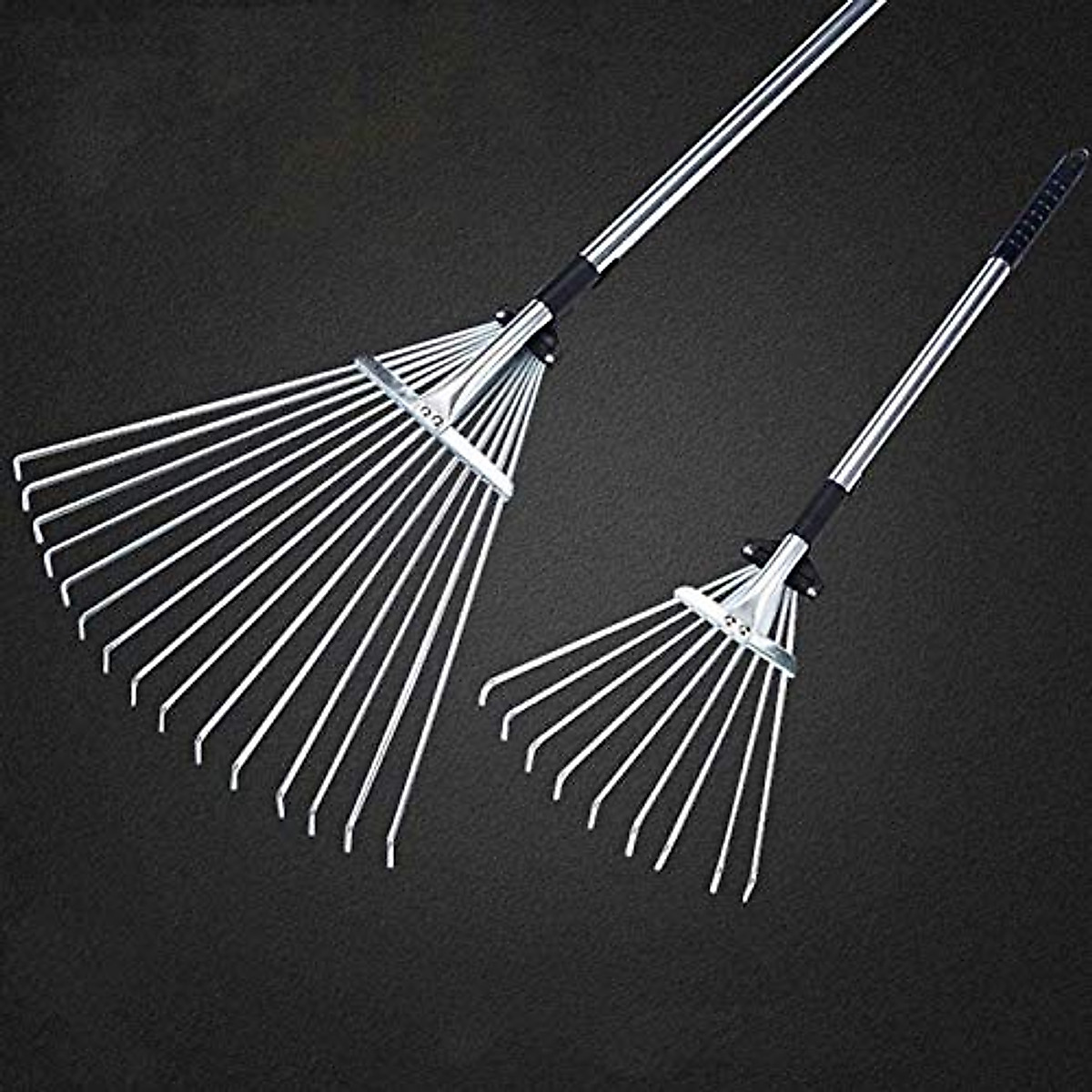 ZRSJ Leaf Fan Rake, Leaf Rake, Garden Leaf Rake with Retractable Gardening Weed Cleaner Rake for Leaf Grass Paddock Collecting Loose Debris in Lawn and Yard (Size : A)