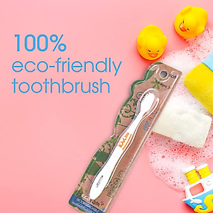 EcoFam by Focus Nutrition Earth Friendly Kids Toothbrushes - Silver Infused Soft Bristle Toothbrush (4 Pack)