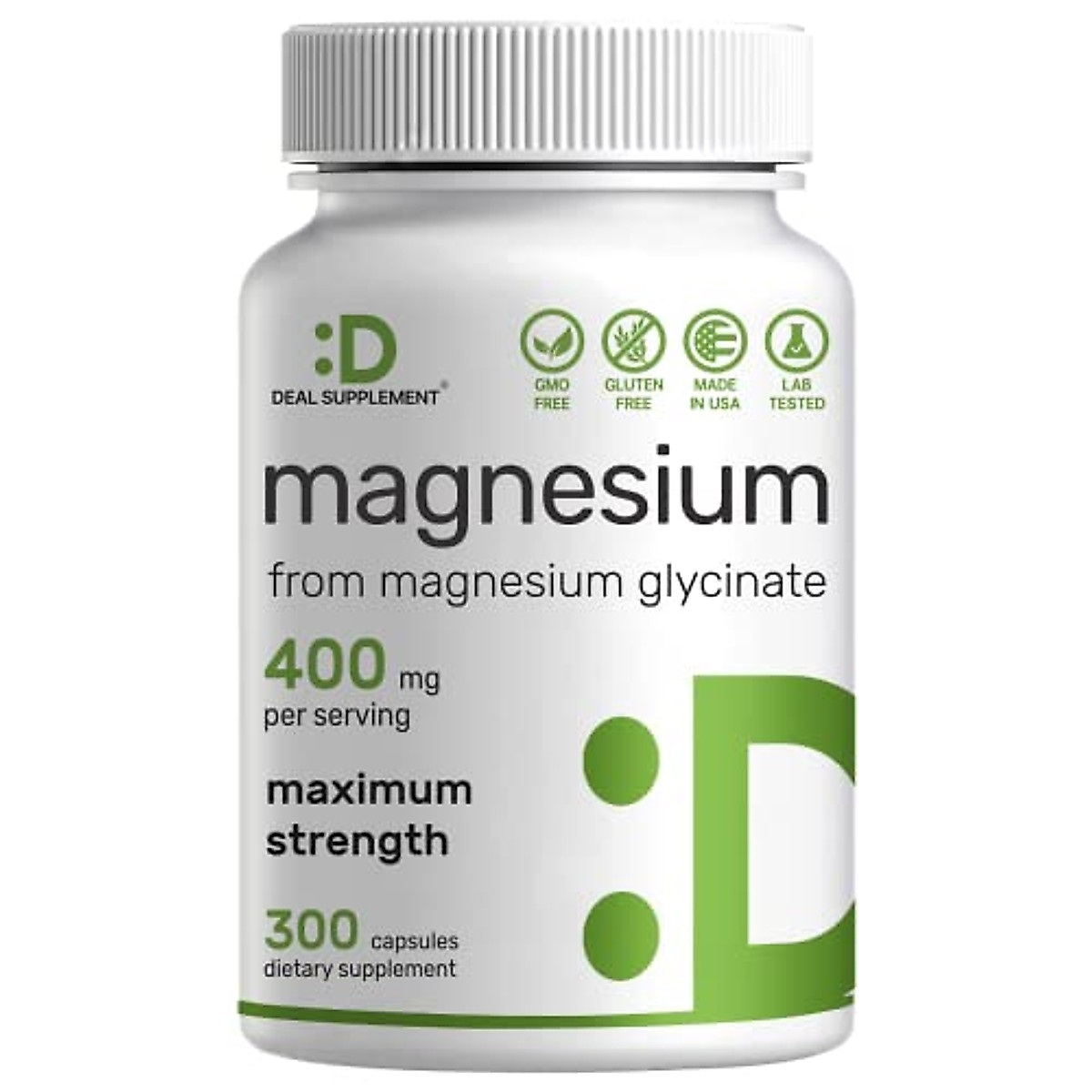 Magnesium Glycinate 400mg | Elemental Magnesium - 300 Capsules | Chelated for Easy Absorption | Highly Purified Essential Trace Mineral for Muscle, Joint, Heart, & Immune Support