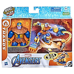 Avengers Marvel Bend and Flex Missions Thanos Fire Mission Figure, 6-Inch-Scale Bendable Toy with 2-in-1 Accessory for Kids Ages 4 and Up