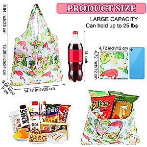 40 Pcs Reusable Grocery Bags Foldable Reusable Shopping Bags Polyester Heavy Duty Tote Bags with Attached Pouch and Handles Waterproof Washable Grocery Tote Practical Gifts for Women Men, 40 Styles