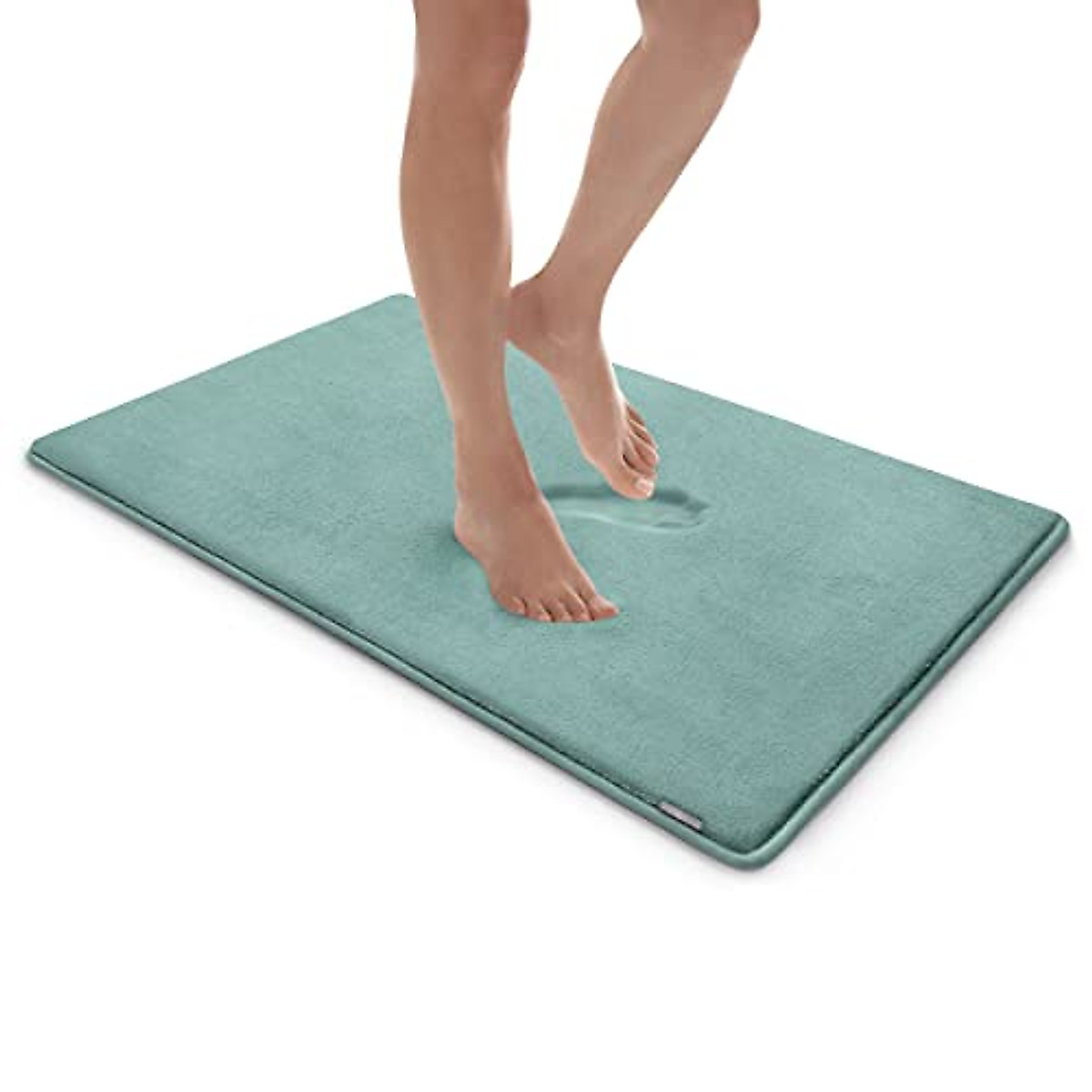 MICRODRY - Luxurious Memory Foam Bath Mat, Absorbent Bathroom Mat with Skid-Resistant Base, Machine-Washable Bath Mats for Bathroom, Kitchens & More, Quick Dry Mat 21 x 34 inches, Aqua
