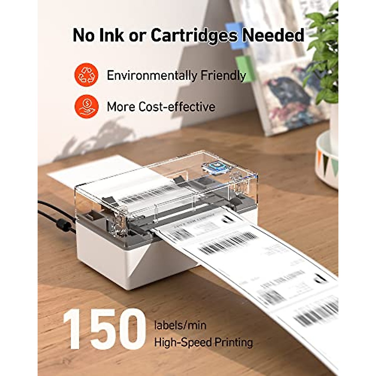 MUNBYN Shipping Label Printer P130, 4x6 USB Thermal Label Printer, Desktop Barcode Label Printer for Shipping Packages Home Small Business, Easy Setup Compatible with Mac, Windows, Linux, UPS, USPS