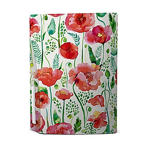 Head Case Designs Officially Licensed Ninola Red Flower Art Mix Vinyl Faceplate Sticker Gaming Skin Decal Cover Compatible with Sony Playstation 5 PS5 Disc Edition Console & DualSense Controller