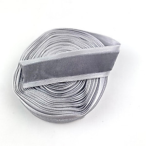 Heyiwell 5Yard Grey Single Face Velvet Ribbon Edge Wired Wrapping,Hair Bows,DIY Crafts 25mm(1" Inch)