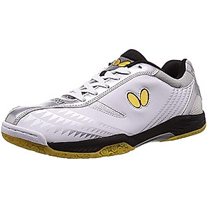 Butterfly Men's Table Tennis Shoes, White/Silver, 11