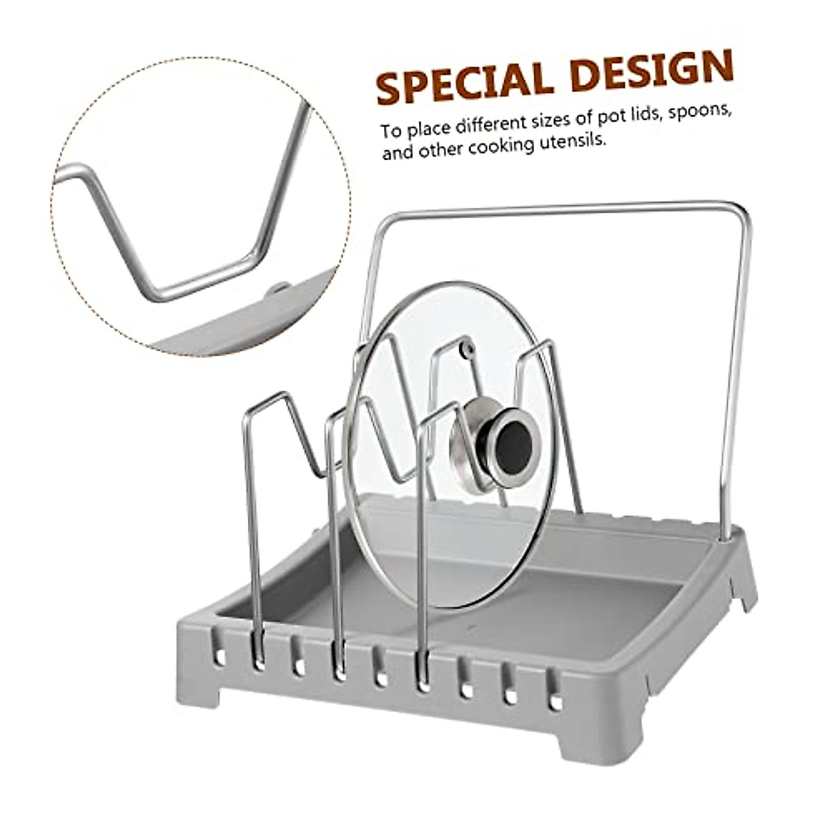 Hoement 2pcs Desktop Storage Rack Desktop Stand Metal Stand Wall Mounted Dish Drying Rack Cutting Board Rack Pan Lid Holder Pot Lid Stand Pan Cover Rest Home Supply Cooking Ladle Holder