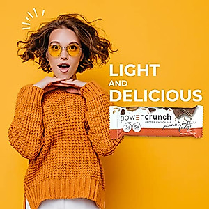 Power Crunch Whey Protein Wafer Bars, High Protein Snacks with Delicious Taste, Peanut Butter Fudge, 1.4 Ounce (12 Count)