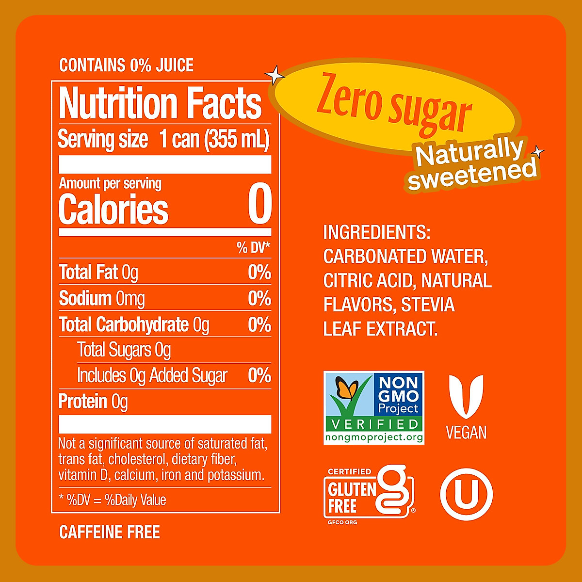 Zevia Zero Calorie Soda, Orange, 12 Ounce Cans (Pack of 24)