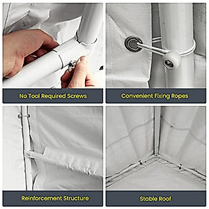 Sefzone 7x12x7.4Ft Storage Shelter, Outdoor Portable Shed with Detachable Roll-up Zipper Door, 240 PE Fabric, Heavy Duty Frame, Waterproof, Anti-UV, Portable Storage Tent for Bike, ATV, Motorcycle