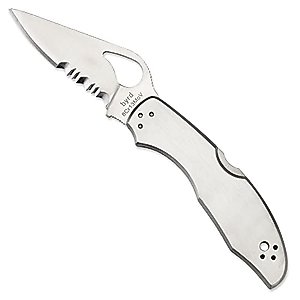 Spyderco Byrd Meadowlark 2 Knife with 2.90" Steel Blade and Durable Stainless Steel Handle - CombinationEdge - BY04PS2