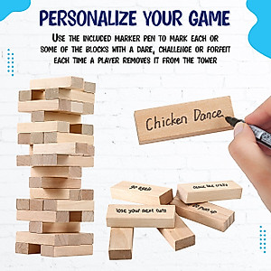 BETTERLINE Wooden Tower Stacking Blocks Drinking Game - 48 Pieces - Tumbling Tower for Adults - Friends Party Game, Bachelor Party, Bachelorette Party (48 Pieces)