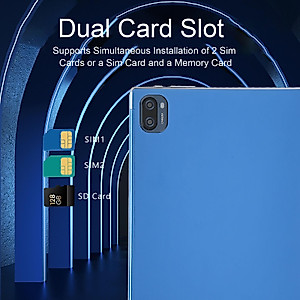 DAUZ WiFi Tablet, Blue 10.1 Inch 5G WiFi Smart Tablet 7000mAh 8GB RAM 256GB ROM FDH Screen with Keyboard for Game for Reading (US Plug)