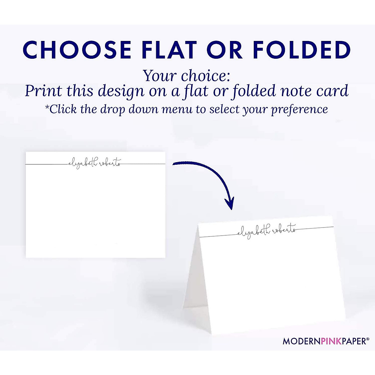 Personalized Stationery for Women, Modern Stationary for Women, FLAT OR FOLDED Note Cards with Envelopes, Your Choice of Colors and Quantity