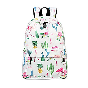 Joymoze Waterproof Cute School Backpack for Boys and Girls Lightweight Chic Prints Bookbag Flamingo