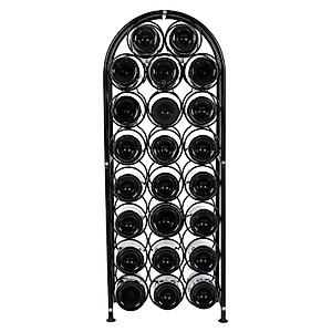 PAG 23 Bottles Arched Freestanding Floor Metal Wine Rack Wine Bottle Holders Stands, Black