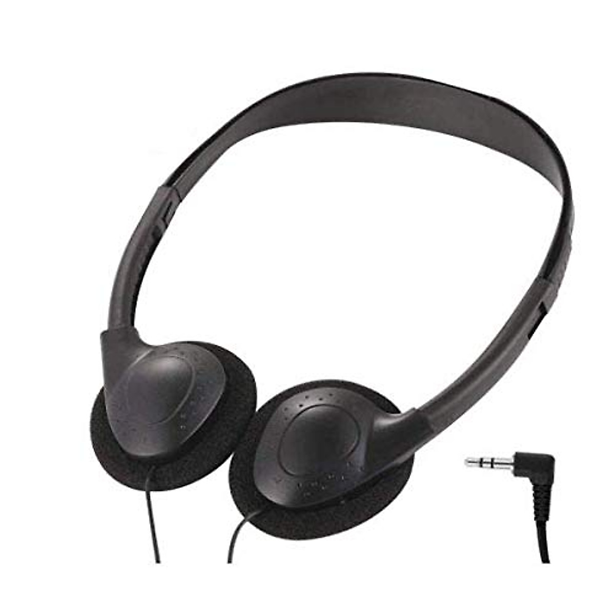 Deal Maniac Wholesale On-Ear Headphones - Inexpensive Headphones, Stereo Headphones for Students, Classroom, Library - Package of 3 - Black Headphones