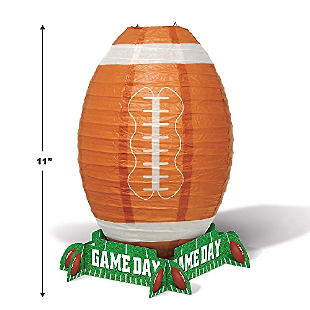 Beistle 2 Piece Football Paper Lanterns Table Centerpiece Decorations – Sports Theme Game Day Party Supplies, 11", Green/White/Brown