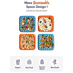 LE TAUCI PET Cat Slow Feeder, 5.5 Inch Lick Mat for Cats and Puppy,Anxiety Relief Licking Mat, Puzzle Feeder for Peanut Butter, Treats, Pet Enrichment Toys, Set of 2, Blue and Orange