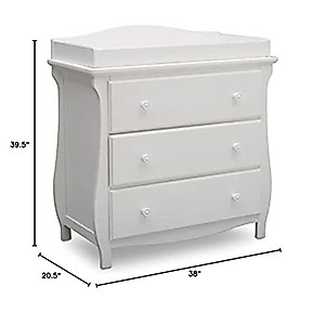 Delta Children Lancaster 3 Drawer Dresser with Changing Top, Greenguard Gold Certified, Bianca White