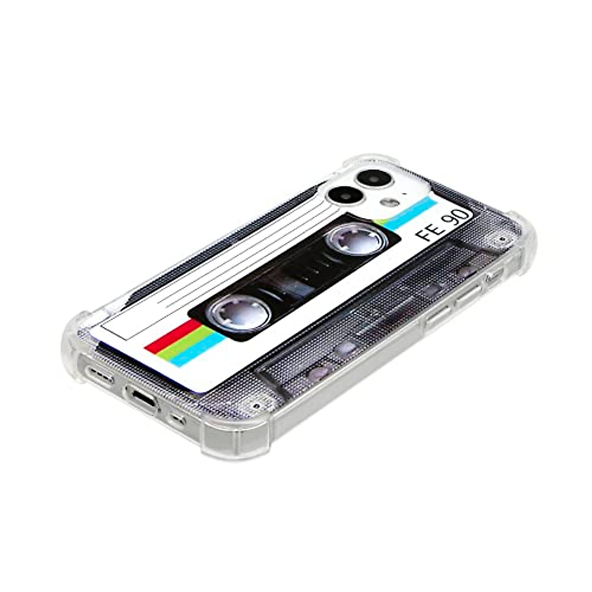 FAteamll Case for iPhone 12 Mini, Matte Finish Heavy Duty Soft Back Cover with Reinforced Corners TPU Soft Bumper Retro Cassette Tape Case Compatible with iPhone 12 Mini 5.4 Inch 2020 Released