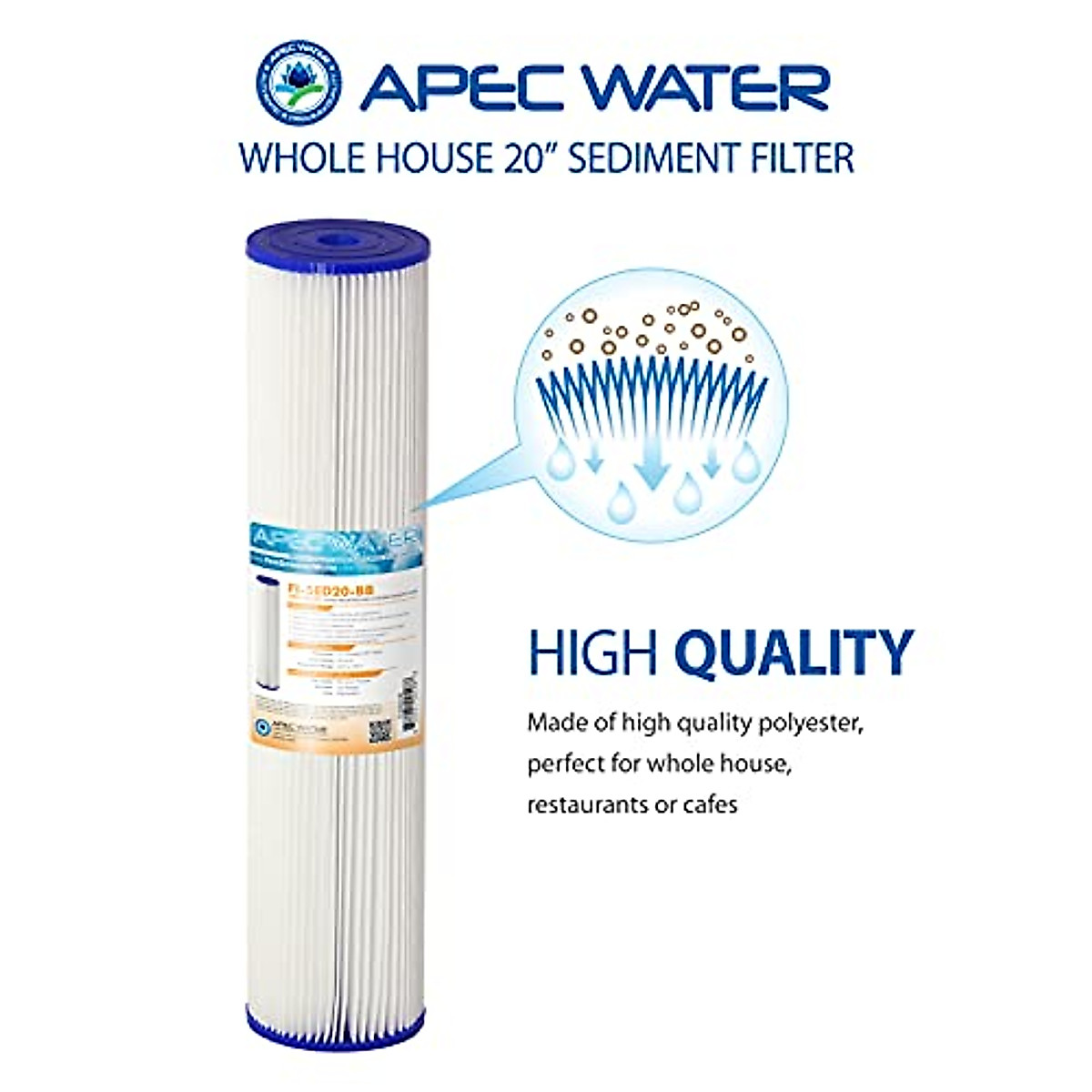 APEC Water Systems CB1-SED20-BB Whole House Sediment Water Filter 20" Home Filtration System