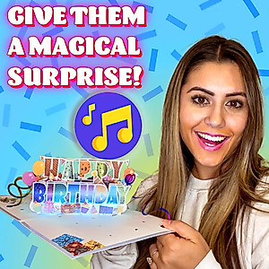 LIGHT & MUSIC Happy Birthday Pop Up Card – Plays Hit Song 'HAPPY', Happy Birthday Card for Him or Her, Birthday Cards for Men, Birthday Card for Wife or Husband, Birthday Greeting Cards, 1 Pop Up Card