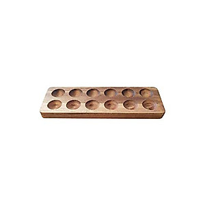 Wooden Egg Holder by ILLATO, Premium Acacia Wood Egg Tray, 12 Holes Egg Plate, Countertop Egg Tray, Tabletop Display or Refrigerator Storage, Deviled Egg Holder, Wooden Egg Skelter, Egg Tray