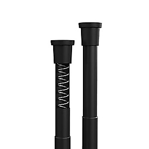 No Drilling 304 Stainless Steel Shower Curtain Pole 706，Double Spring Pressure Extendable Rail Hanging Pole 50-190cm (Size : 105-130cm) (Color : Black, Size : 5090cm)