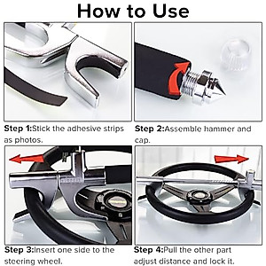 Anti Theft Steering Wheel Lock, Retractable Wheel Locks, Universal Adjustable Car Theft Prevention Device with 3 Keys and Safety Hammer Fit for All Type of Cars