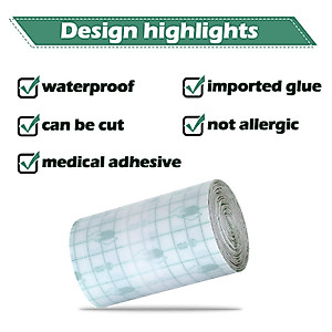 Waterproof Adhesive Bandage Transparent Stretch Adhesive Bandage Roll Clear Adhesive Bandages Dressing Roll (4 Inches x 10.94 Yards)