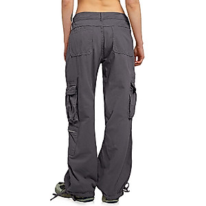 Cargo Pants Women Baggy Hiking Casual Cotton Military Tactical Army Combat Work Pants with 7 Pockets,Dark Gray L