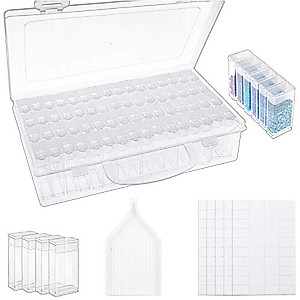 SGHUO 6 Pack 28 Grids Diamond Painting Boxes and 64 Slots 5D Diamond Painting Storage Containers with 600pcs Label Stickers for DIY Art Craft, Sewing, Nail Diamonds