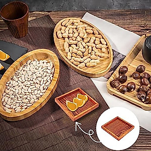 Small Ottoman Tray, Coffee Table Tray, Wood Square Solid Serving Tray for Drinks and Food (4.92 * 4.92 * 0.78 inch)