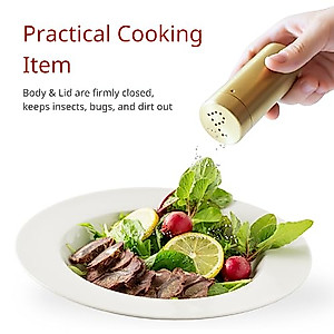 2Pcs Stainl Steel Salt Pepper Salt Pepper Shakers Coarsen - Gold, 8.8X3.8cm