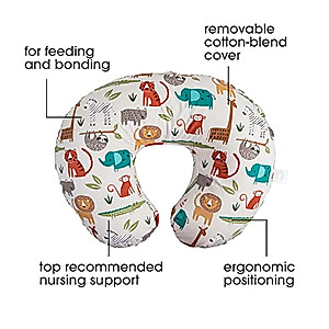 Boppy Original Support Nursing Pillow, Neutral Jungle, Ergonomic Breastfeeding, Bottle Feeding, and Bonding, Firm Hypoallergenic Fiber Fill, Removable Cover, Machine Washable