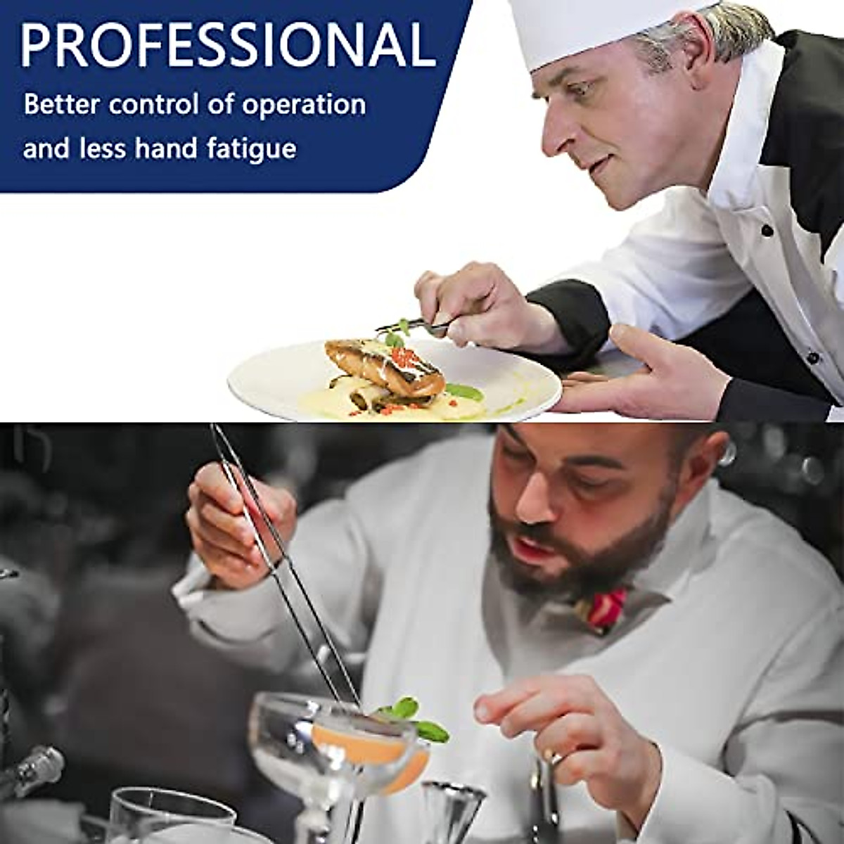 5 Pcs Kitchen Fine Tweezer Tongs, Stainless Steel Food Tweezers Set, Professional Kitchen Long Tweezer for Cooking,Repairing,Sea food,BBQ,Multi-use(12"and 6.3")