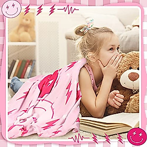 Preppy Blanket for Women Pink Aesthetic Room Decor Hot Pink Preppy Room Decor Aesthetic Smile Blanket Ultra Soft Throw Blankets Flannel Blanket for Bedding Sofa Girls Bedroom (50 x 40 Inch)