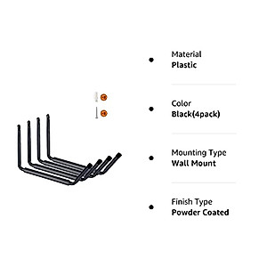 Wintek Heavy Duty Giant Arm Hang-It-All Wall Mount Storage Hook Rack for SUP&Surfboard,Ski&Snow Board,Skate Board,Long Board,Paddle Board|Home Garage Storage&Organization Hangers-4 Pack (Black)