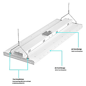 FAITHSAIL 4FT Linear LED High Bay Shop Light, 220W, 26500LM, 5000K, Industrial LED Warehouse Lighting, 4 Foot Indoor Aisle Area Workshop Garage Highbay LED Lights, 4 Lamp Fluorescent Equivalent