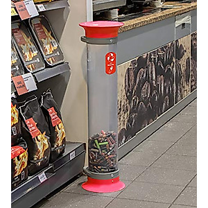 Glasdon C-Thru 15Q Battery Collection Tube (Red) – Recycling Bin for Used Batteries - Transparent & Red Polycarbonate – 15Q Battery Recycling Container