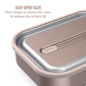 Bentgo® MicroSteel® Leak-Proof Lunch Box - Microwave-Safe, Oven-Safe, Bento-Style Container with Removable Divider, Airtight Lid, Sustainable Design, Odor & Stain Resistant (Rose Gold)