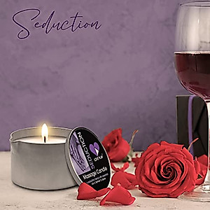 LOVE PLAY Seduction Massage Candle - Moisturizing Body Oil Candle for Couples and Home Spa - Luxurious & Hydrating Skin Care Body Massage Oils - Natural, Vegan - Lemon & Clove (6.76oz)