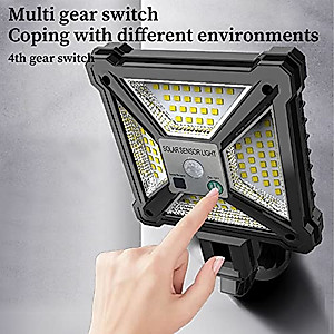 Solar Outdoor Lights, Ultra-Bright with Remote Control, Motion Sensor Solar Powered Lights IP65 Waterproof, 88 LED/3 Modes, Wall Security Lights for Home Fence Yard Garden Patio Door (88LED)