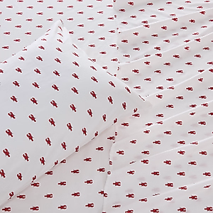 Great Bay Home 4-Piece King Coastal Microfiber Sheet Set | Nautical-Printed, Ultra-Soft Sheets | Wrinkle & Fade Resistant Beach-Themed Prints & Patterns Bedding Sheets & Pillowcases. (King, Lobster)