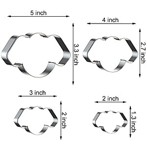 Dog Face Cookie Cutter Set - 5", 4", 3", 2" - 4 Piece Puppy Dog Head Cookie Cutters for Treats - Stainless Steel